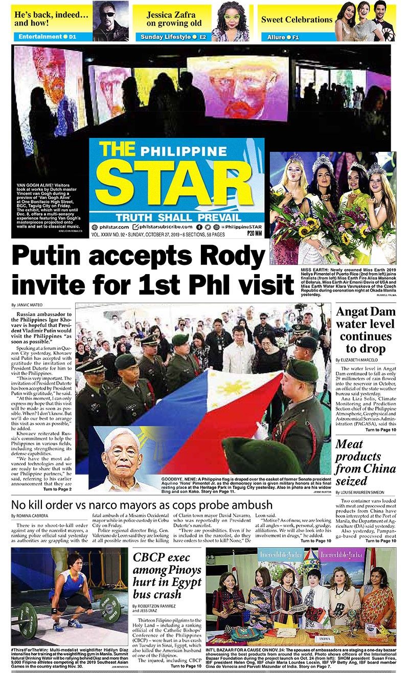 The STAR Cover (October 27, 2019) | Philstar.com