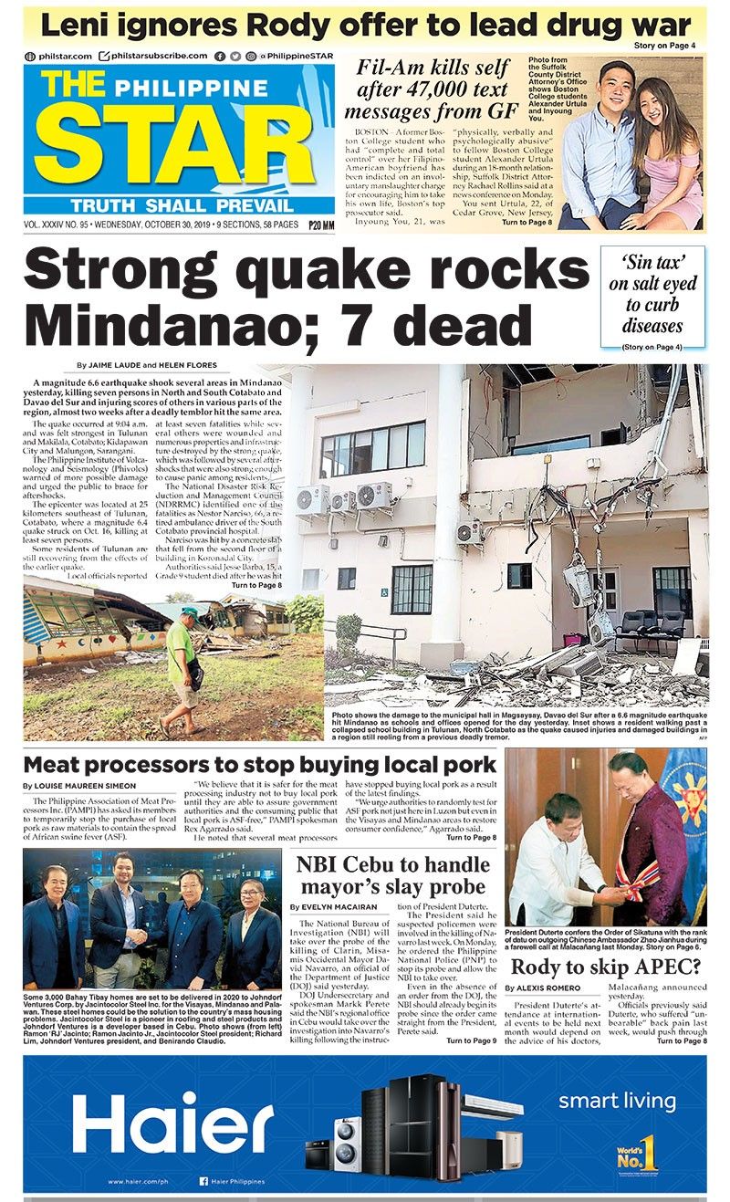 The STAR Cover (October 30, 2019) | Philstar.com